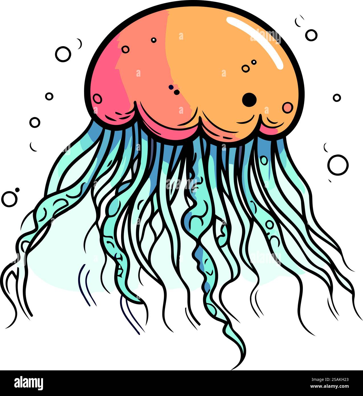 Illustration of a cartoon jellyfish isolated on a white background ...