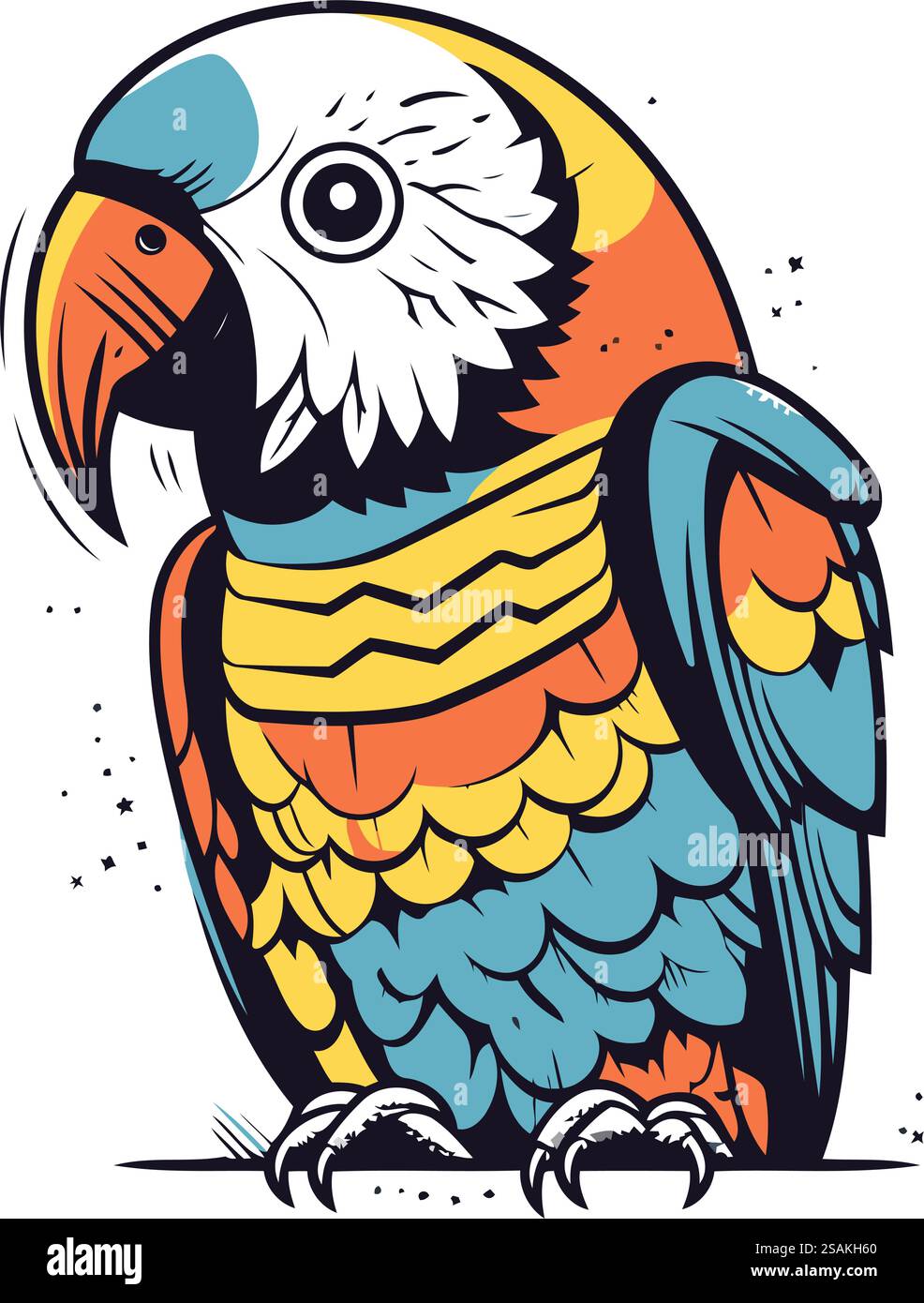 Colorful parrot isolated on a white background. Vector illustration ...