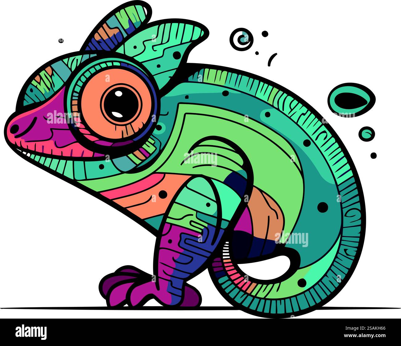 Colorful chameleon on a white background. Vector illustration Stock ...