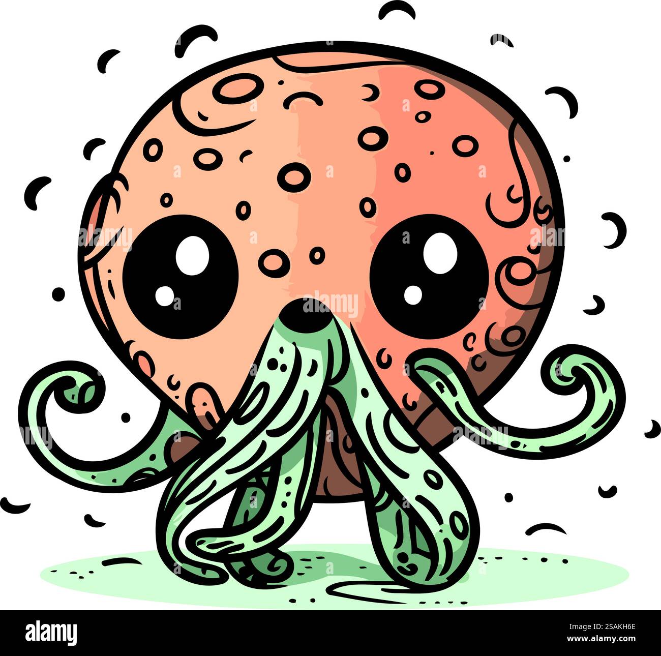 Cute octopus with tentacles. Vector illustration in cartoon style Stock ...