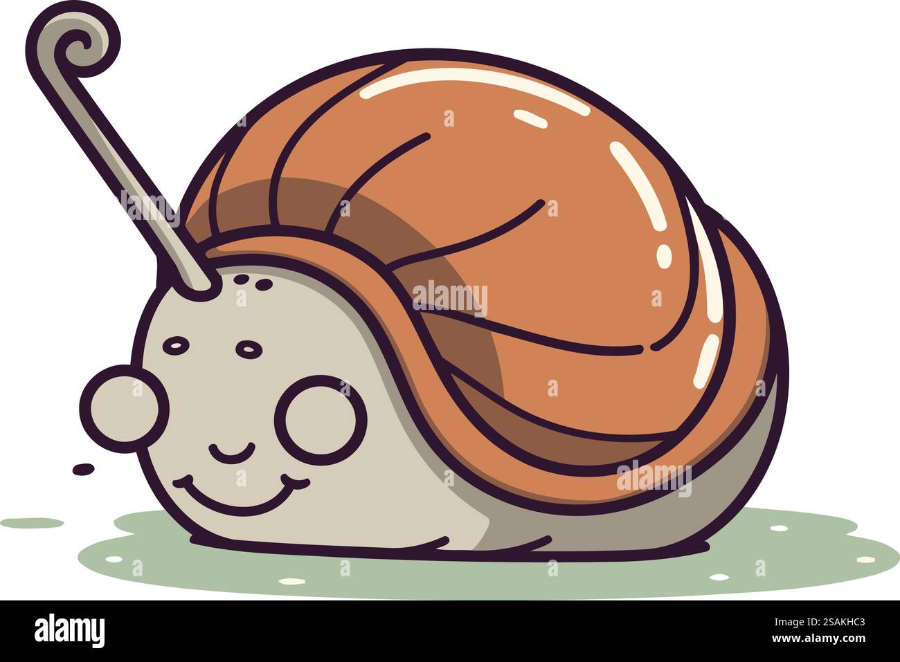 Cute cartoon snail. Vector illustration. Isolated on white background ...