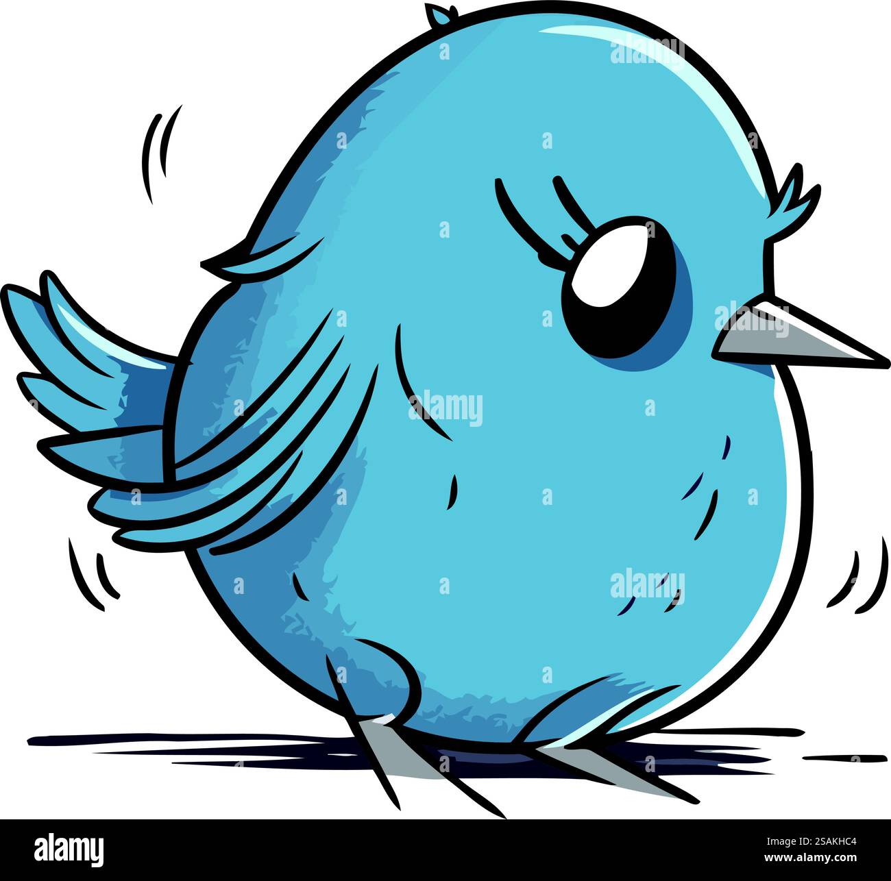 Vector illustration of a cute blue bird on a white background. Cartoon ...