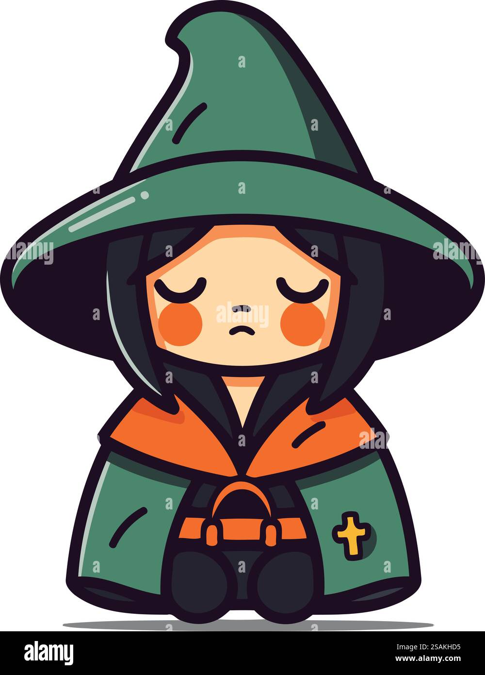 Cute little witch character. Vector illustration in flat cartoon style ...