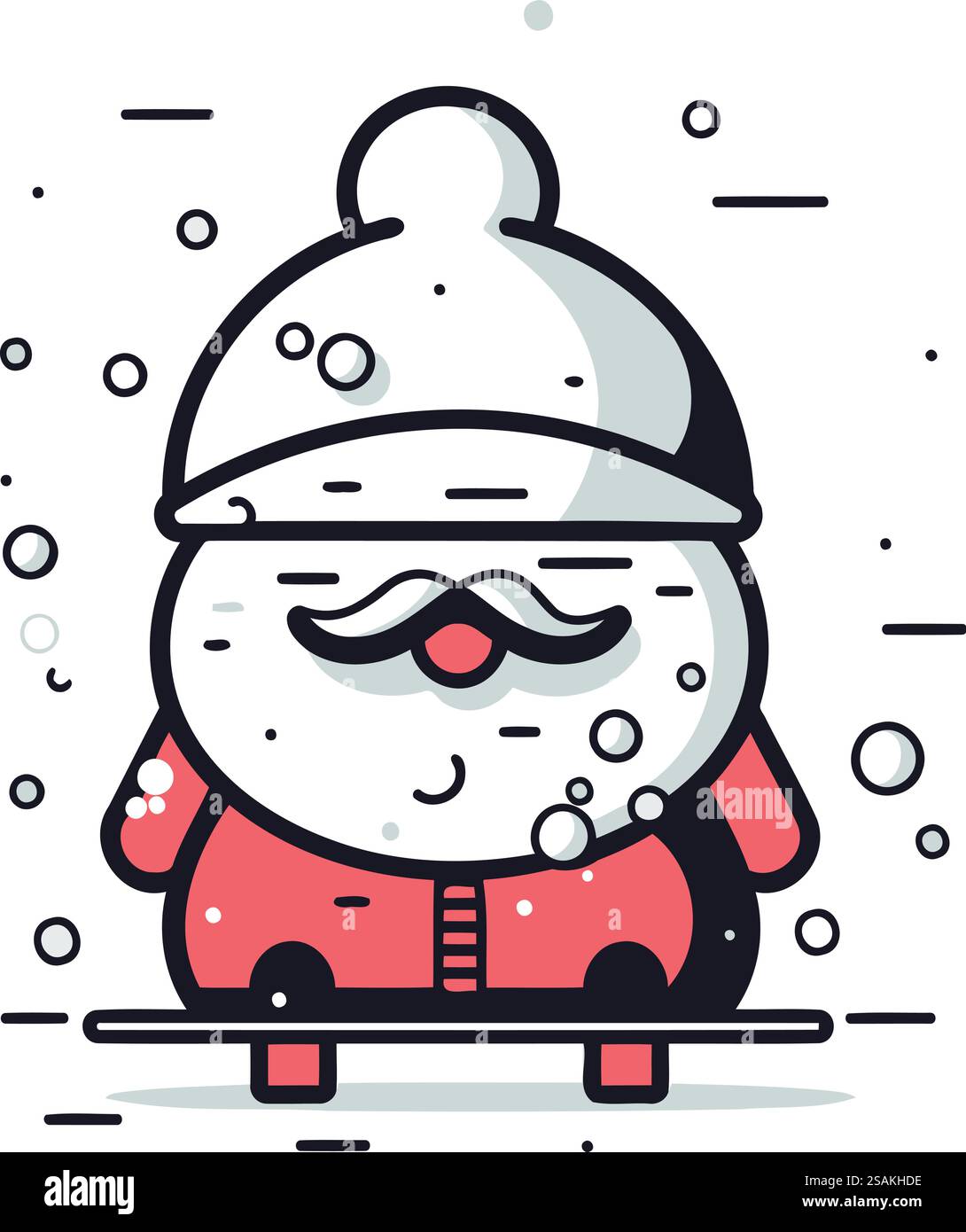 Cute snowman in winter clothes and cap. Vector illustration Stock ...