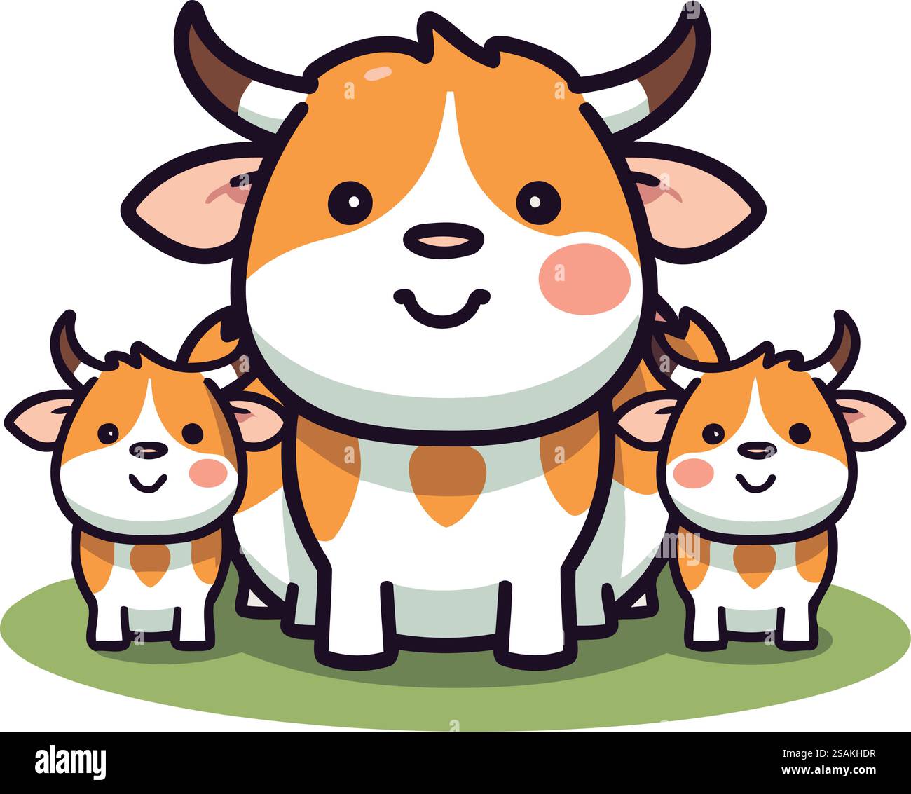 Cute cow with her family. Cartoon vector illustration for your design ...