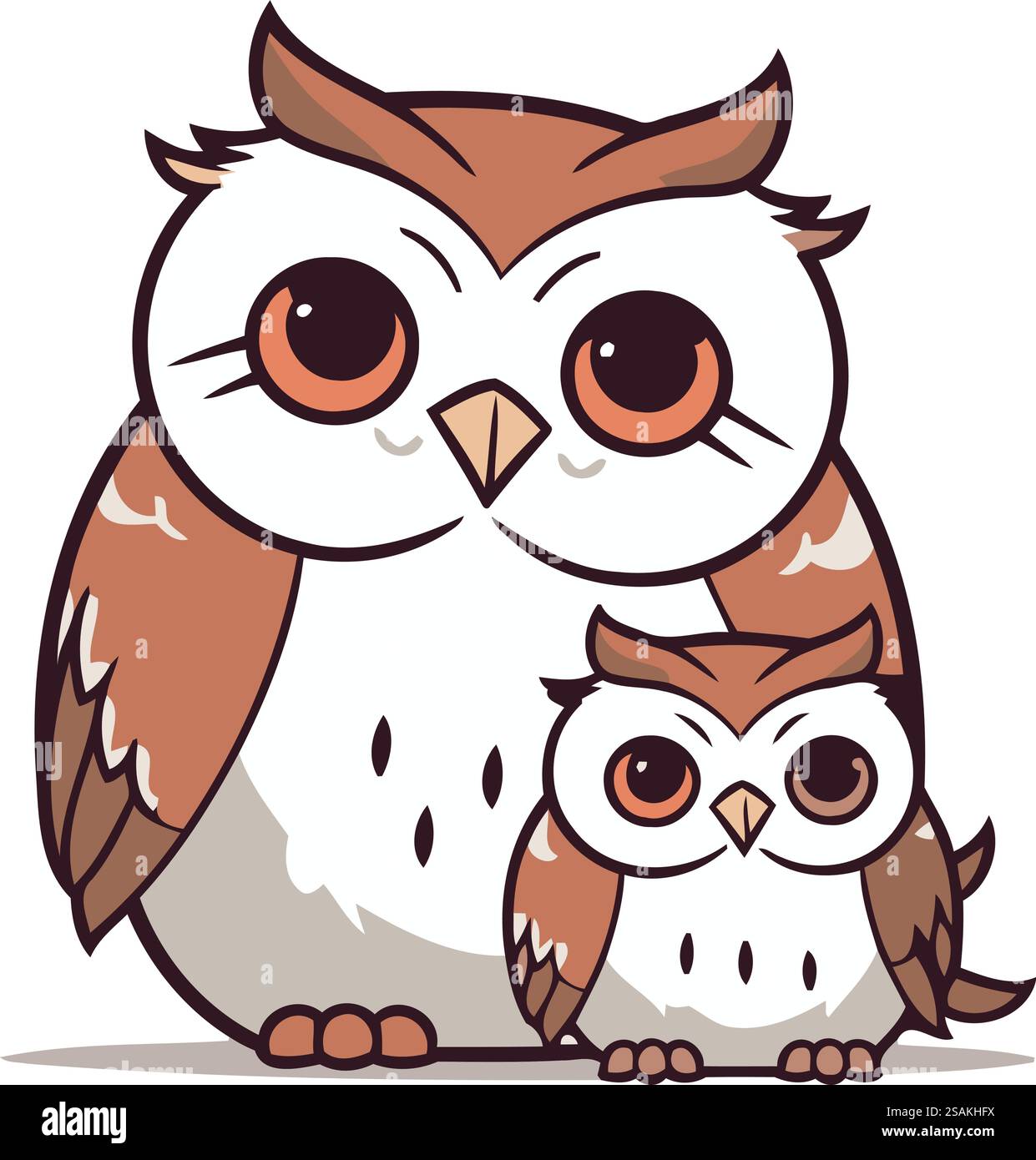 Owls family isolated on a white background. Cartoon vector illustration ...