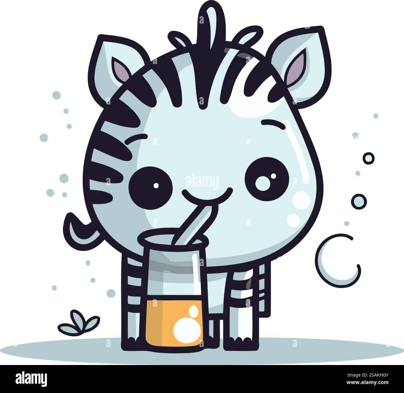 Cute zebra drinking juice. Vector flat cartoon character illustration ...
