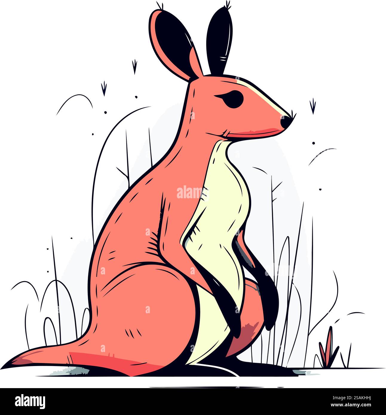 Cute kangaroo sitting in the grass. Vector illustration Stock Vector ...