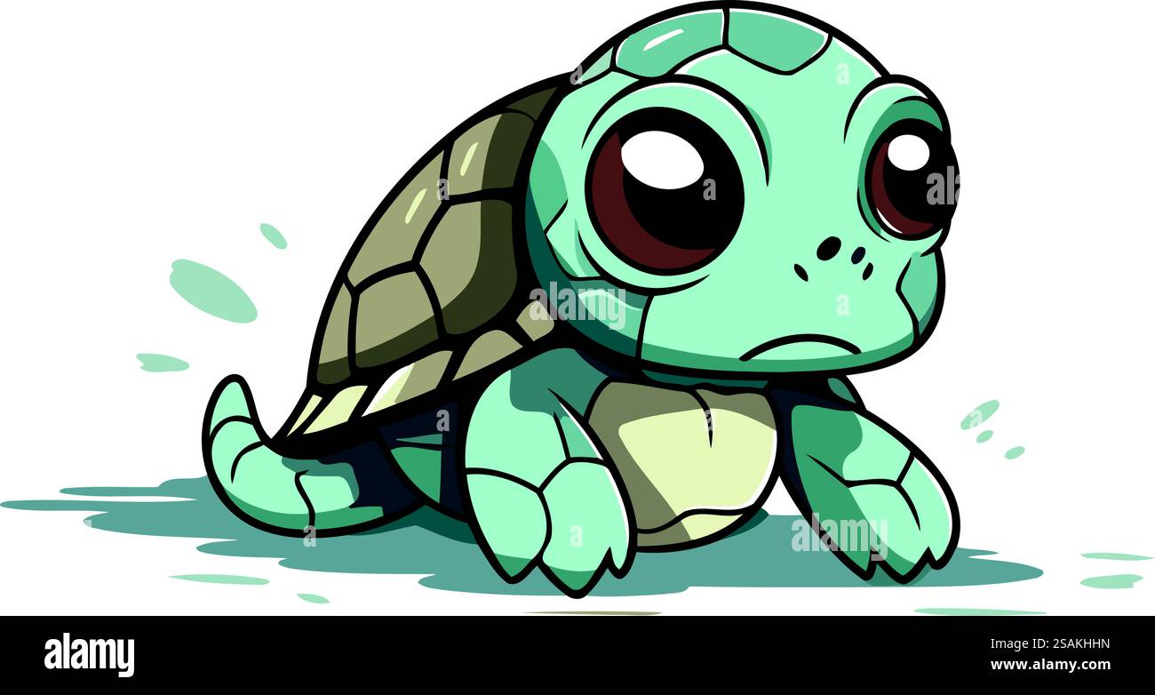 Cute cartoon baby turtle. Vector illustration isolated on white ...