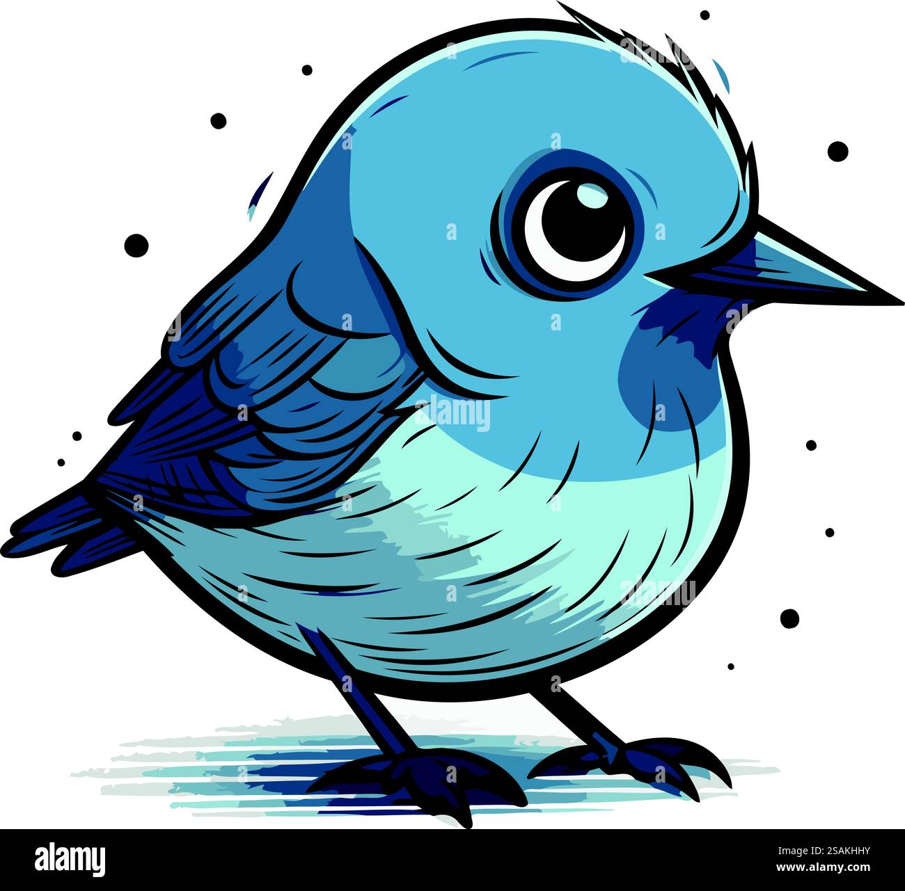 Vector illustration of a cute cartoon blue bird on a white background ...