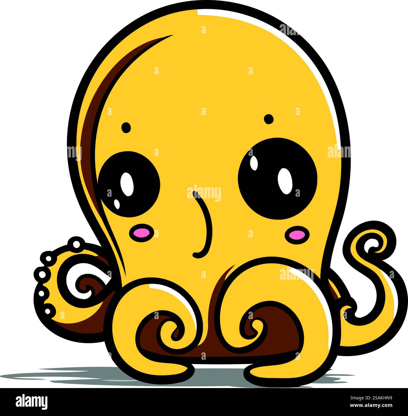 Cute cartoon octopus on white background. Vector illustration of cute ...