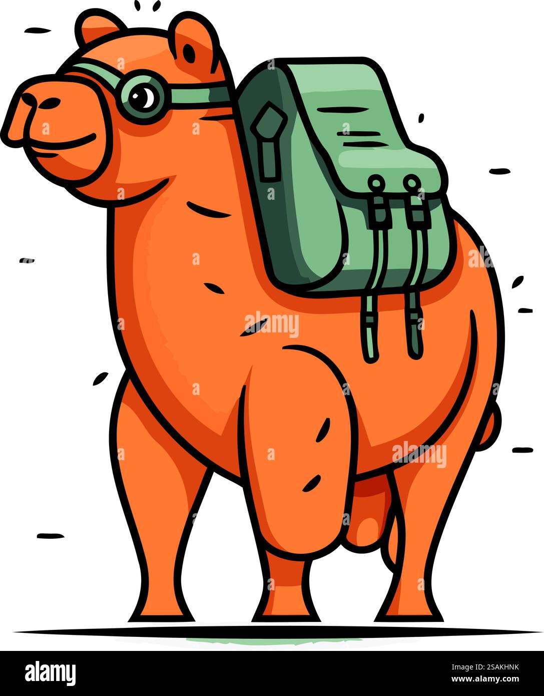 Cute camel with backpack. Vector illustration in flat cartoon style ...