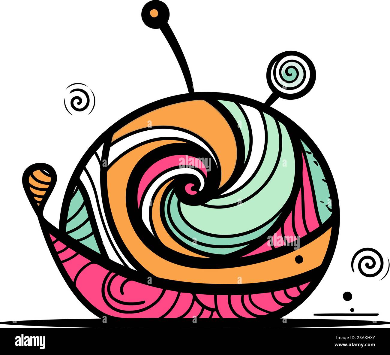 Cute snail in doodle style. Isolated vector illustration Stock Vector ...