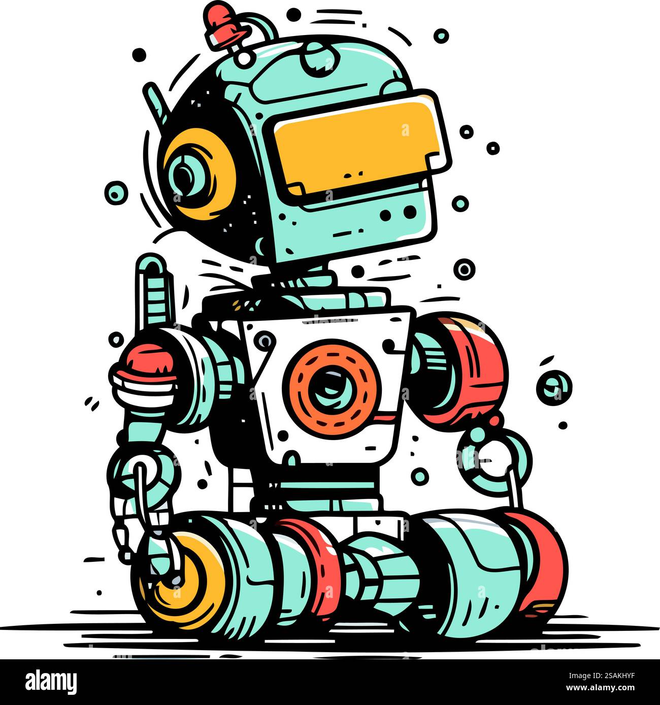 Cute cartoon robot. Vector illustration. Isolated on white background ...