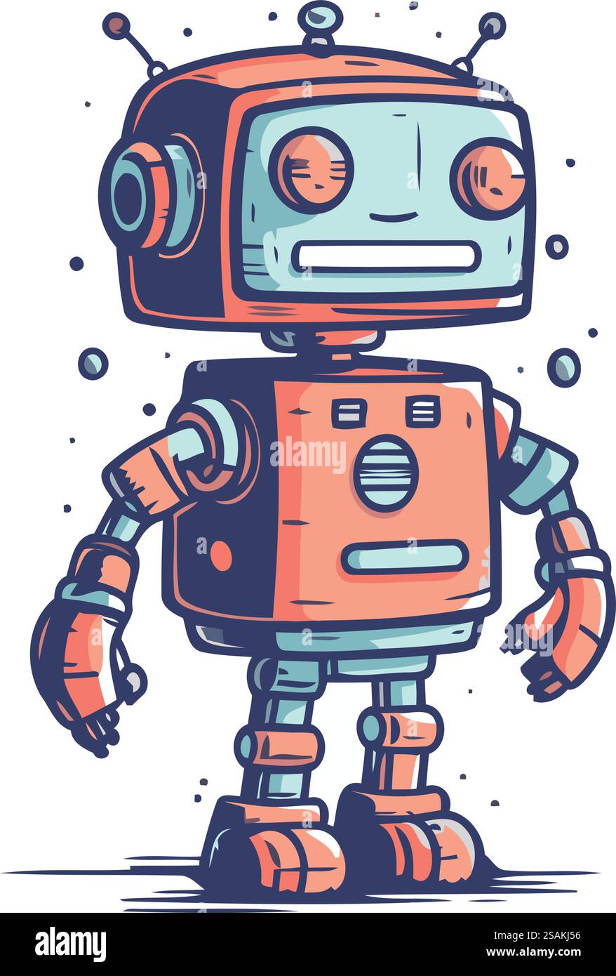 Robot hand drawn vector illustration. Cute robot doodle Stock Vector ...