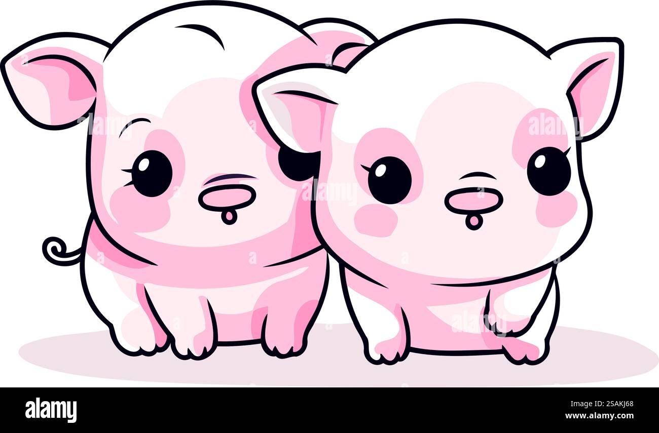 Cute pig cartoon. Vector illustration of a pig and pig Stock Vector ...
