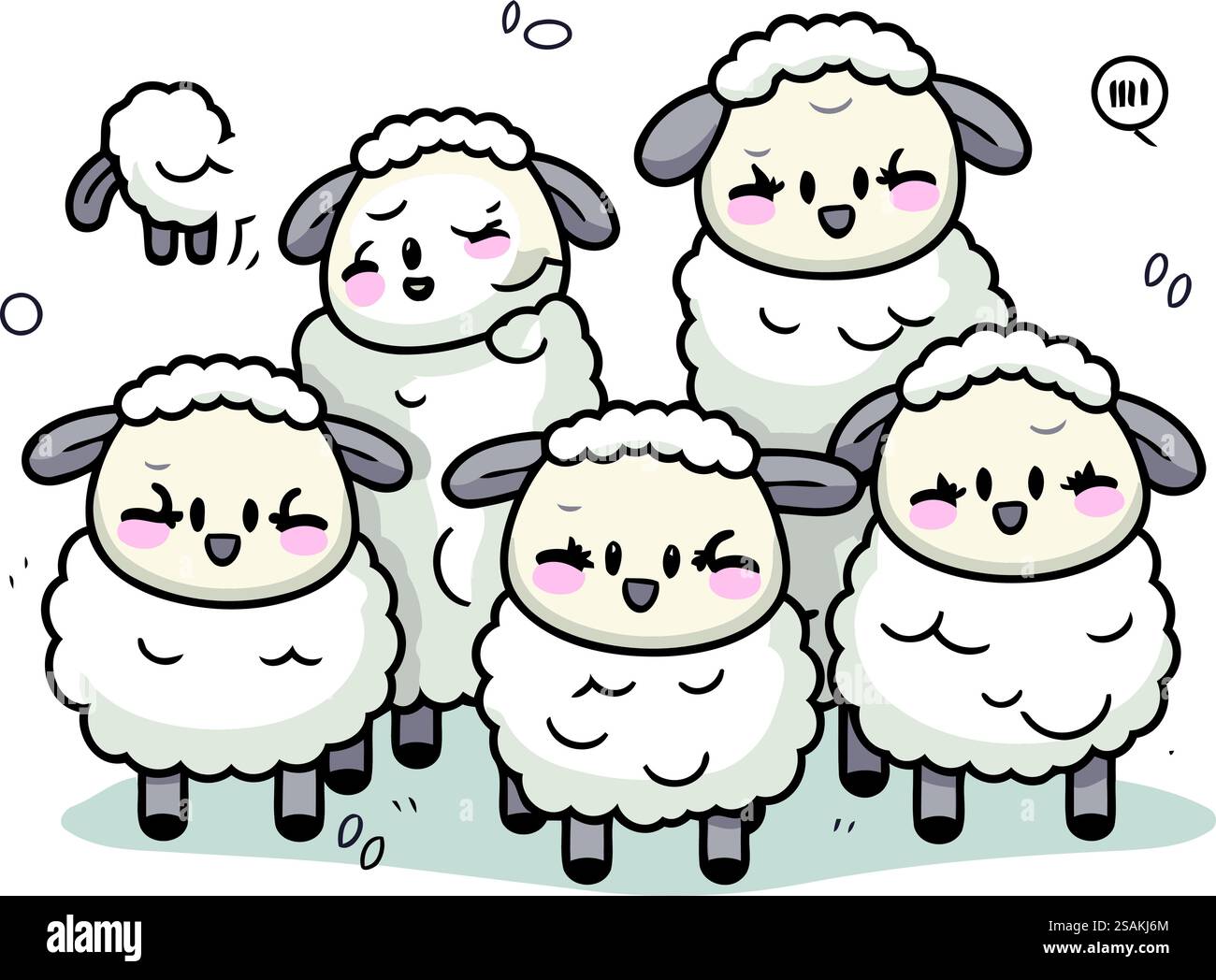 Sheep cute cartoon vector illustration. Cute cartoon sheep characters ...