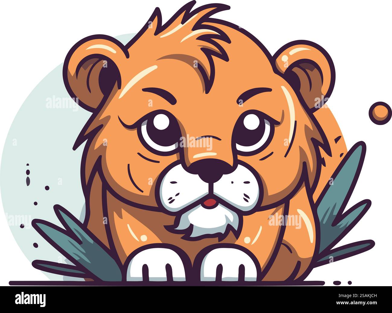 Cute cartoon lion cub with sad expression. Vector clip art Stock Vector ...