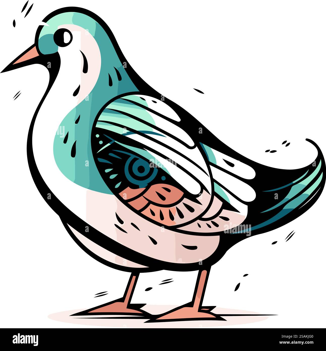 Vector illustration of a pigeon with an eye. Cartoon style. Vector ...