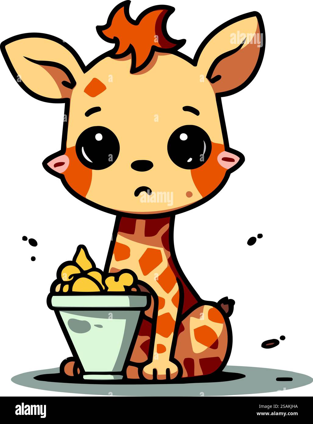 Cute Giraffe Eating Potato Cute Cartoon Mascot Character Stock Vector ...