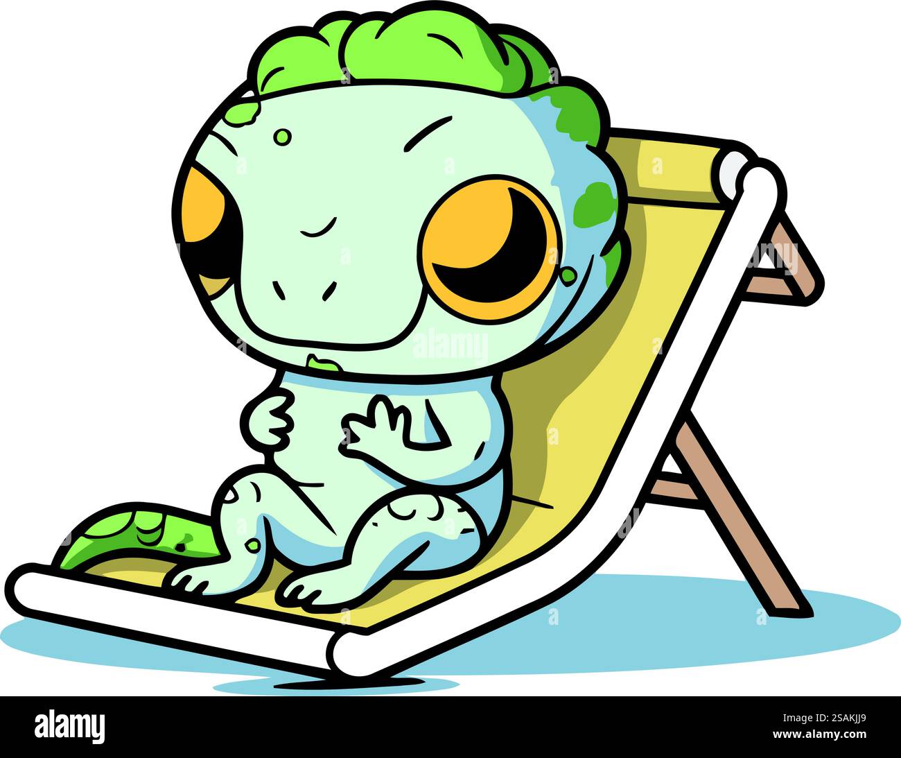 Cute cartoon frog on chaise longue. Vector illustration Stock Vector ...