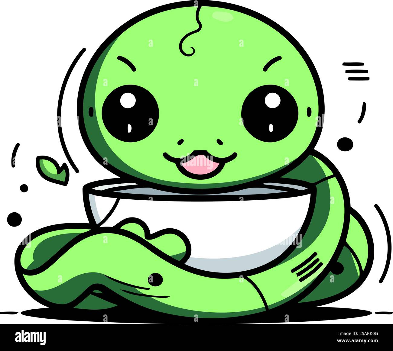 Cute cartoon snake with a bowl of soup. Vector illustration Stock ...
