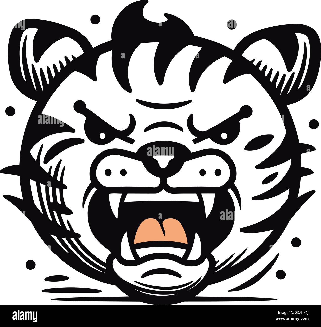 Angry Tiger Face Mascot. Vector Illustration Isolated On White ...