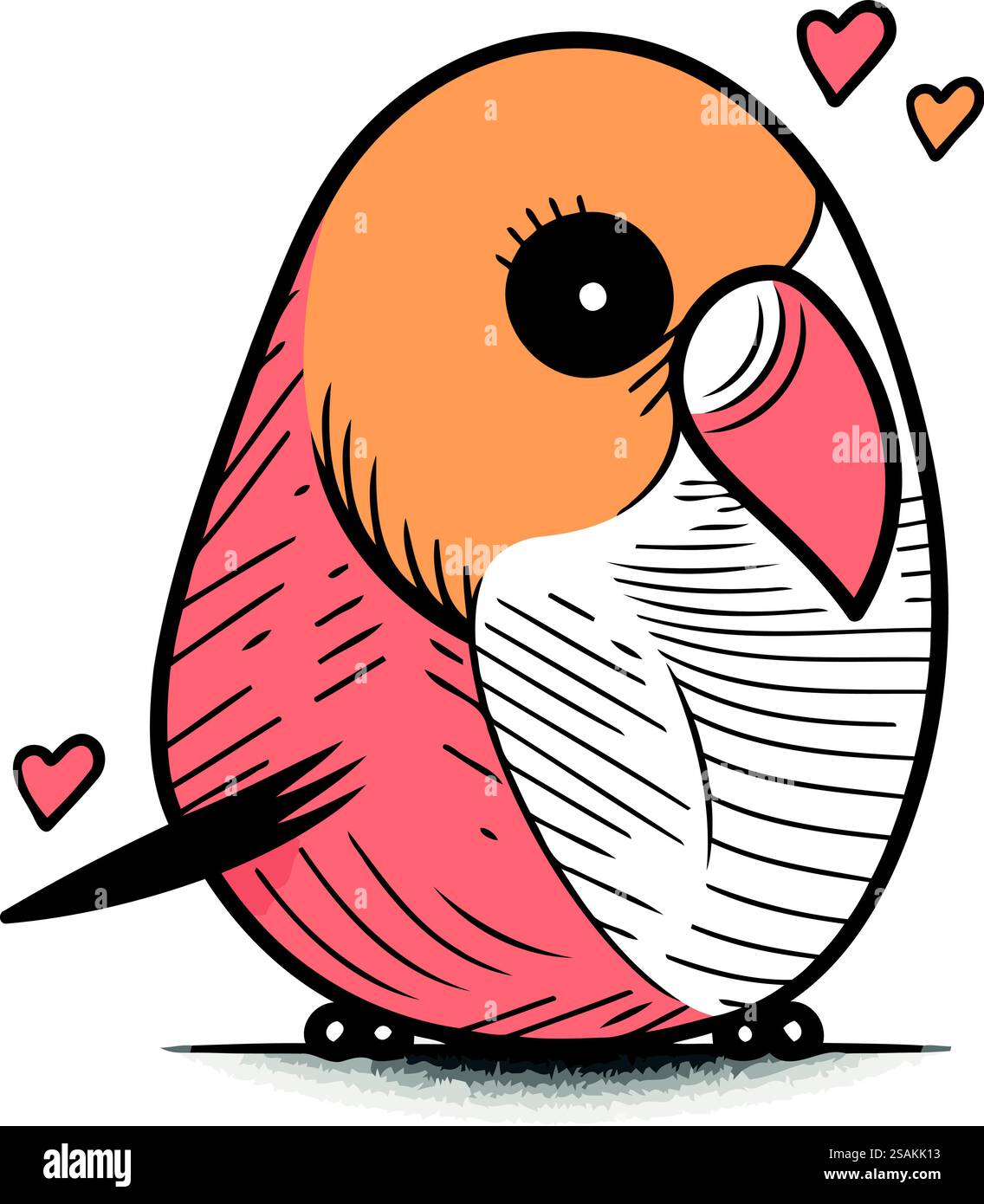 Cute little bird with hearts in its beak. Vector illustration Stock Vector Image & Art - Alamy