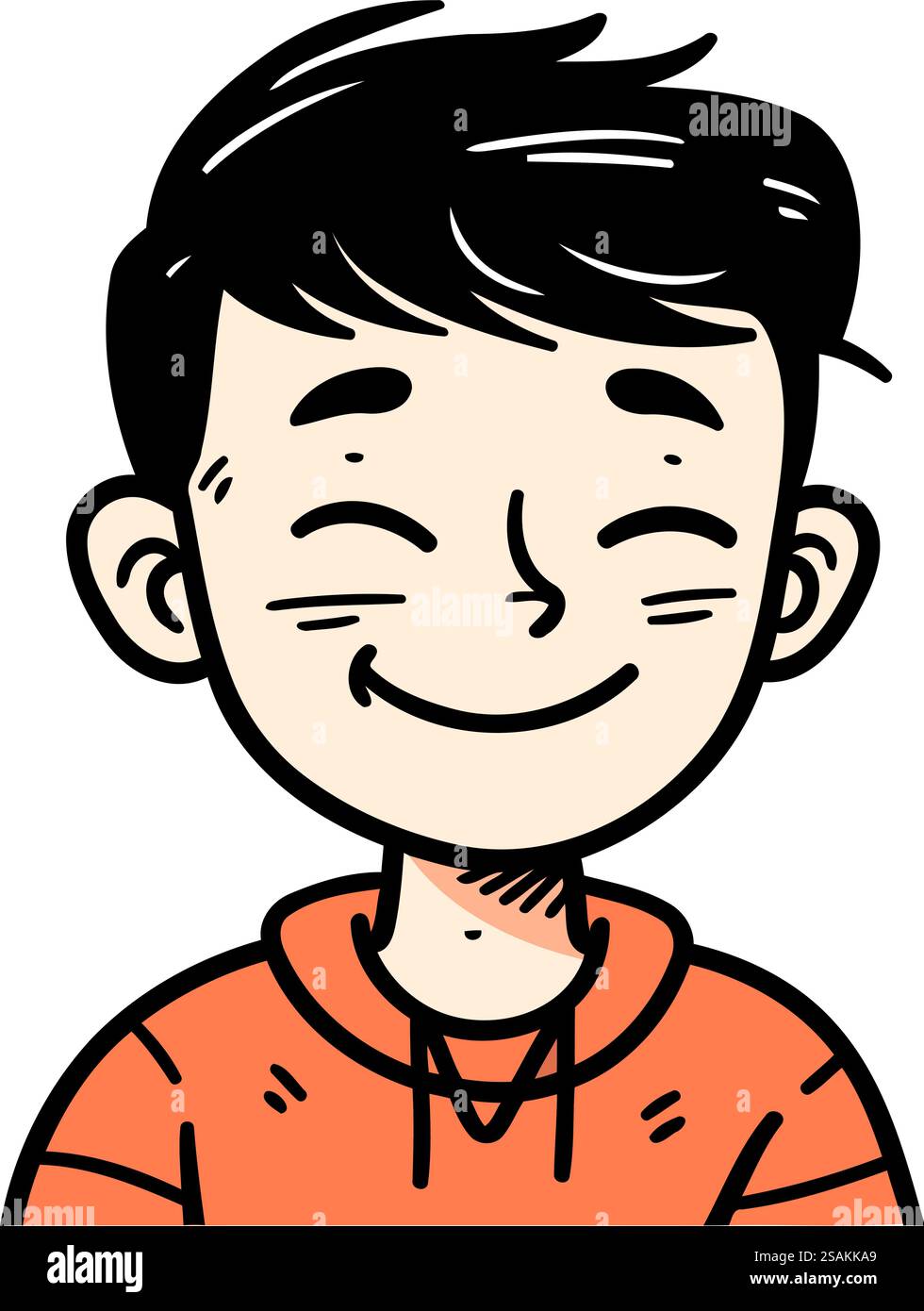 Vector illustration of a happy boy with a smile on his face Stock ...