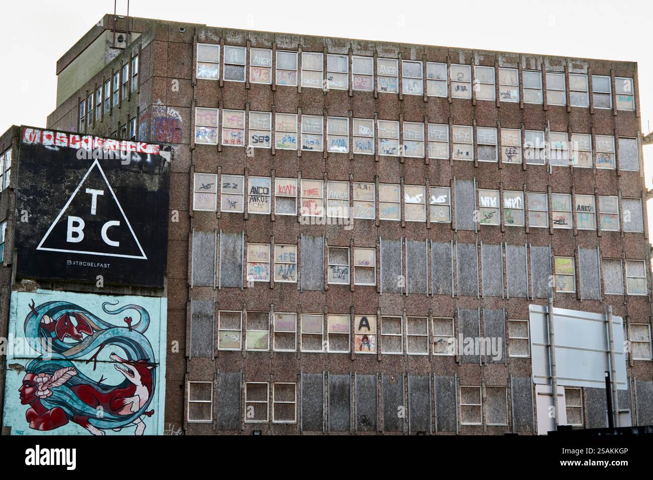 boarded up derelict 1980s office block 30-34 north street belfast ...