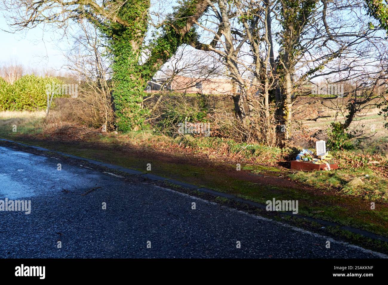 layby and small memorial in a section of the old A1 main road at ...