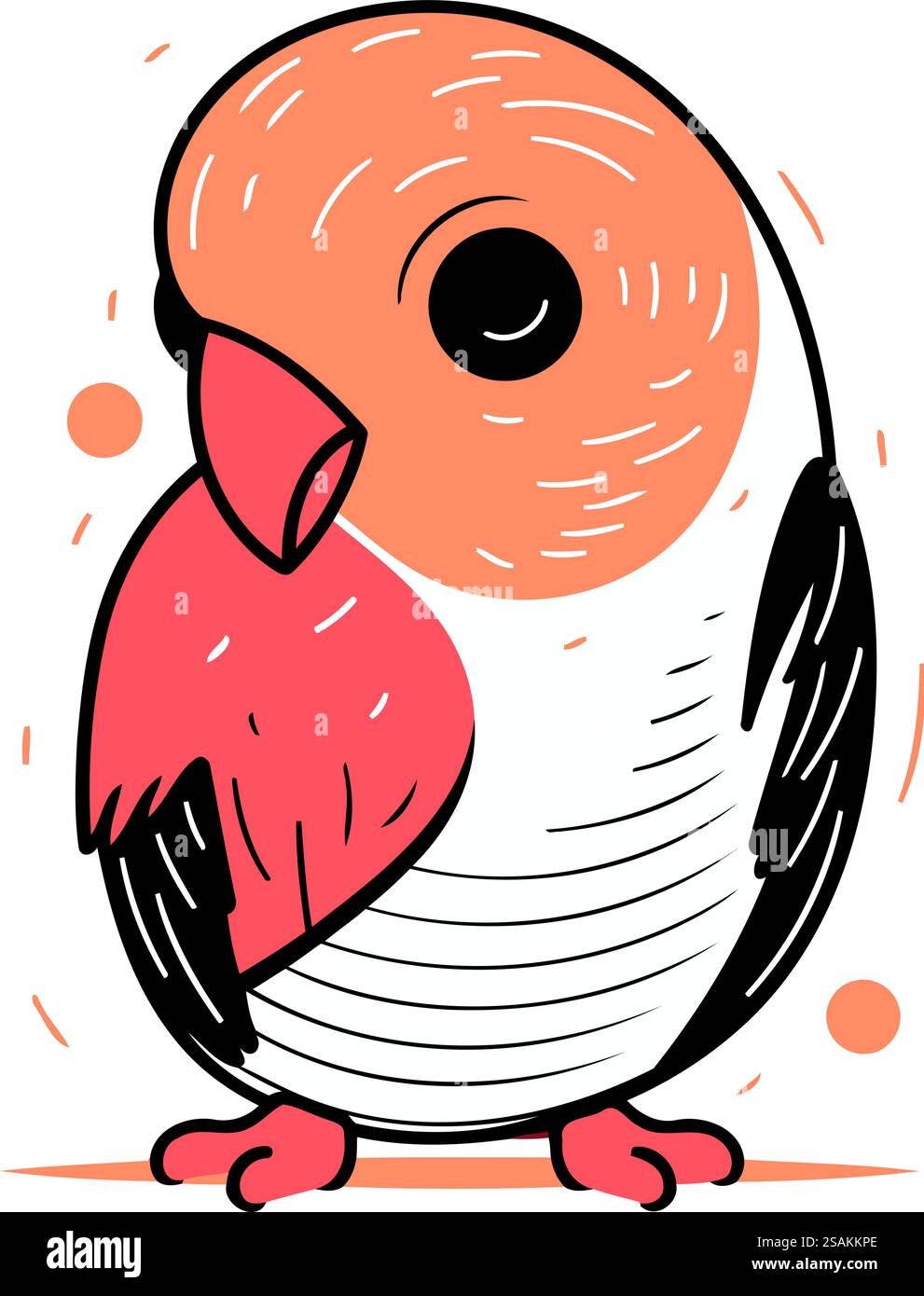 Cute little parrot. Hand drawn vector illustration in cartoon style ...