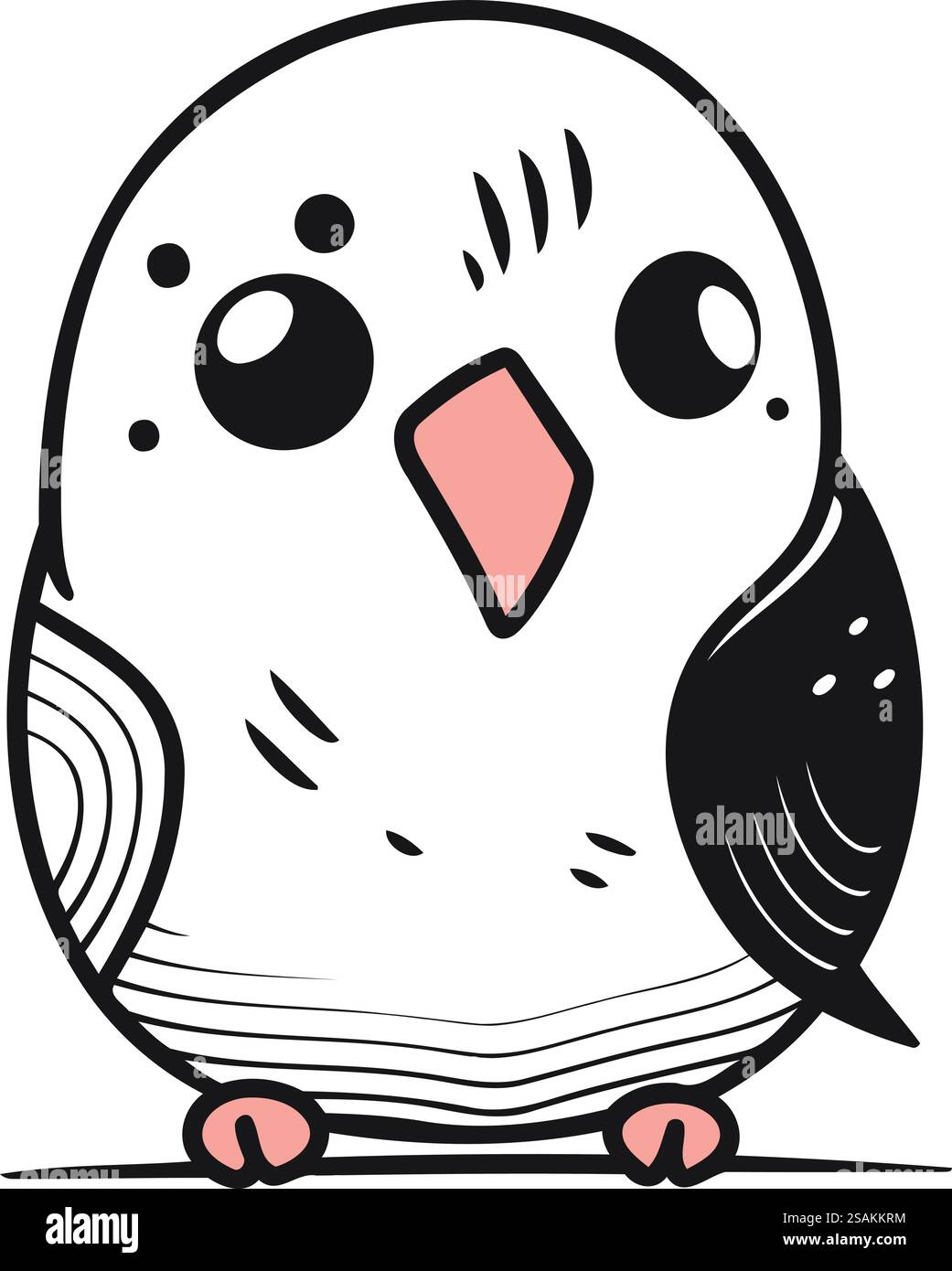 Cute cartoon parakeet isolated on white background. Vector illustration ...