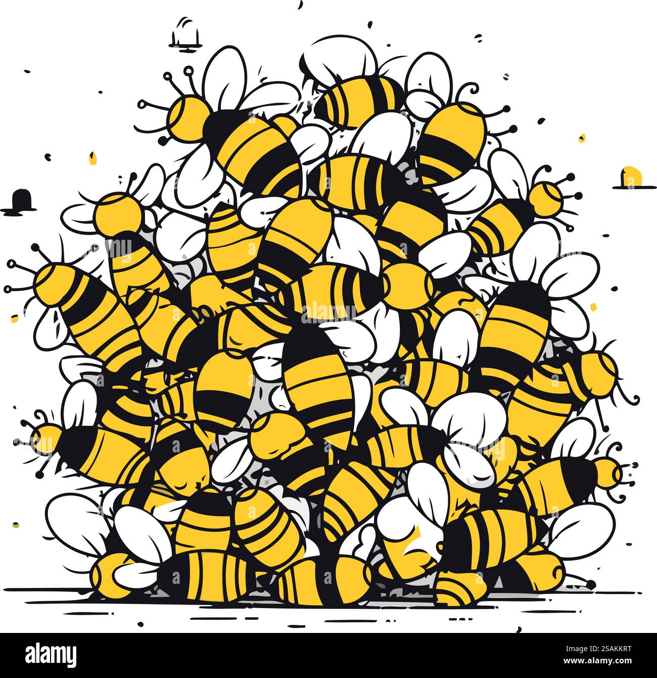 Vector illustration of a group of bees. Flying in the air Stock Vector ...