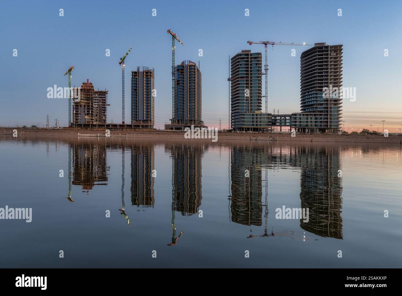 New apartment buildings under construction on Tempe Town Lake in Tempe ...