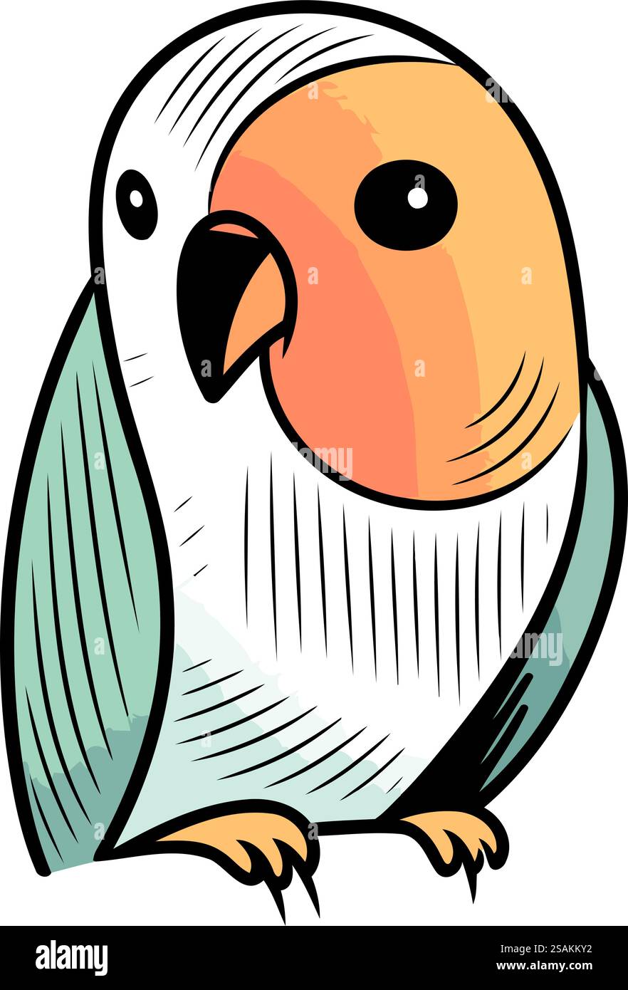 Cute cartoon parrot isolated on white background. Vector illustration ...