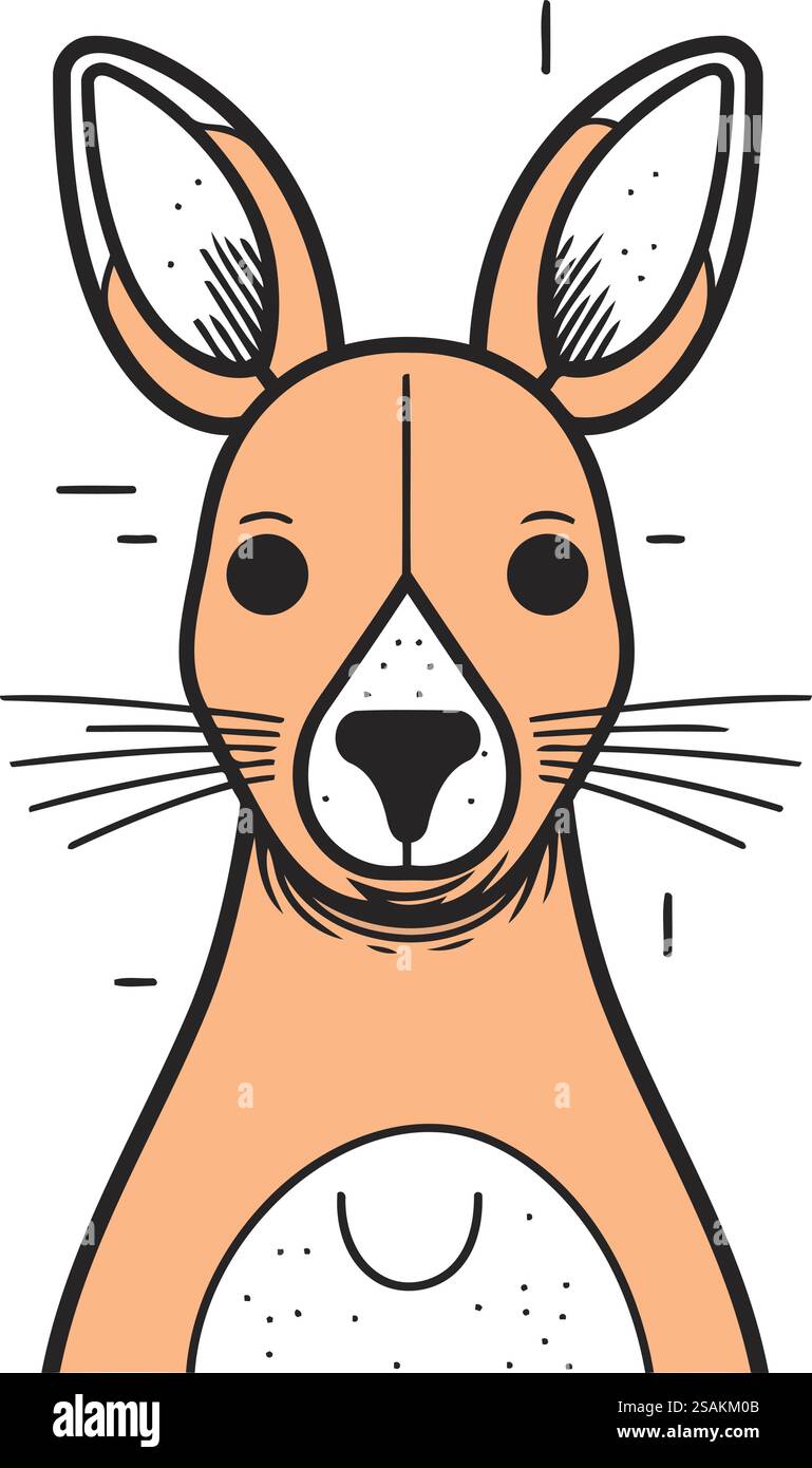 Cute kangaroo head. Vector illustration in doodle style Stock Vector ...