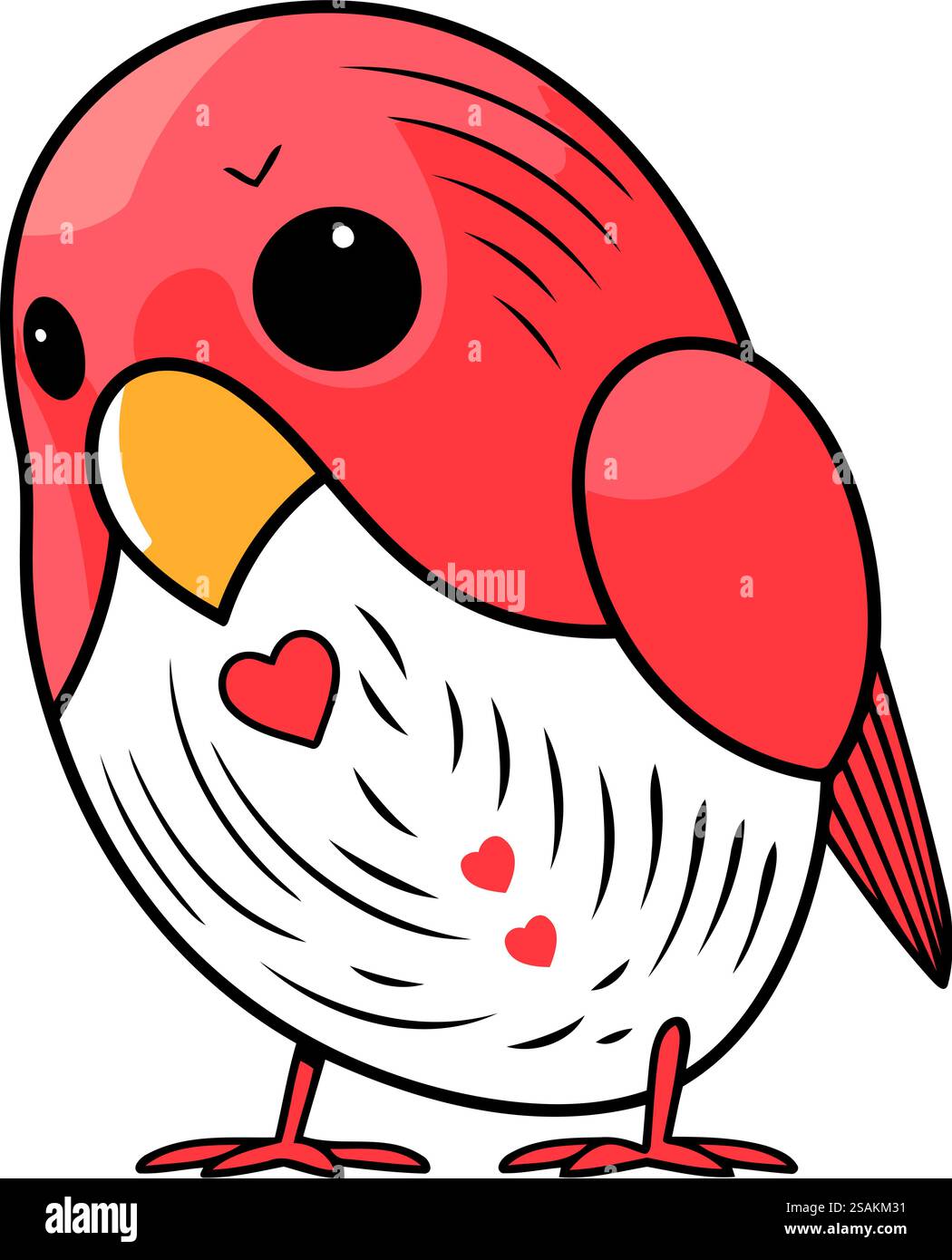 Cute cartoon red bird. Vector illustration isolated on white background ...