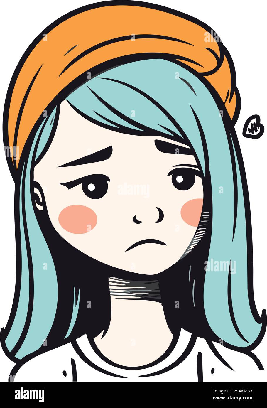 Illustration of a girl with a sad expression on her face Stock Vector ...