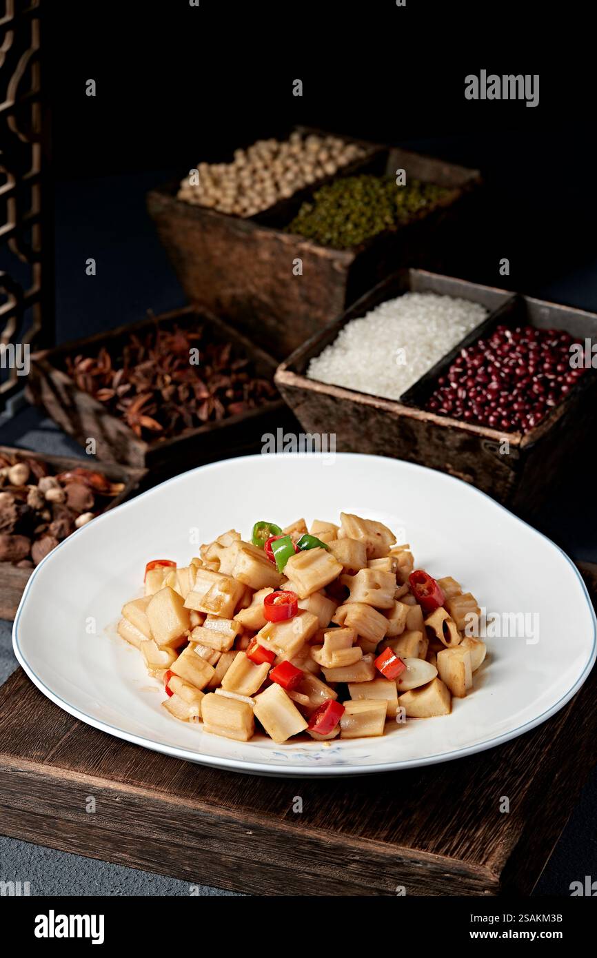 Stir-Fried Bamboo Shoots with Chili – Chinese Cuisine Stock Photo - Alamy