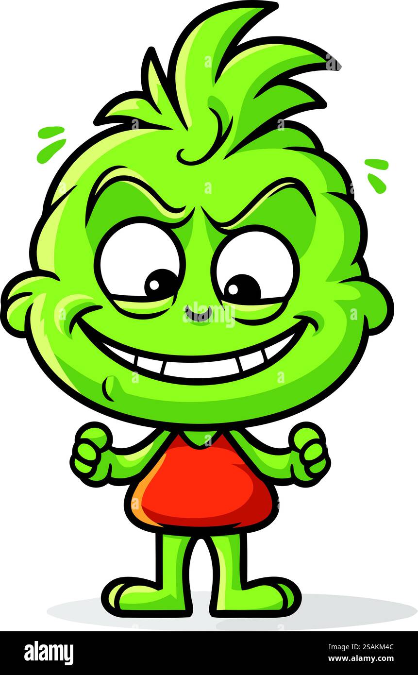 Cute green monster character vector illustration. Cartoon monster ...