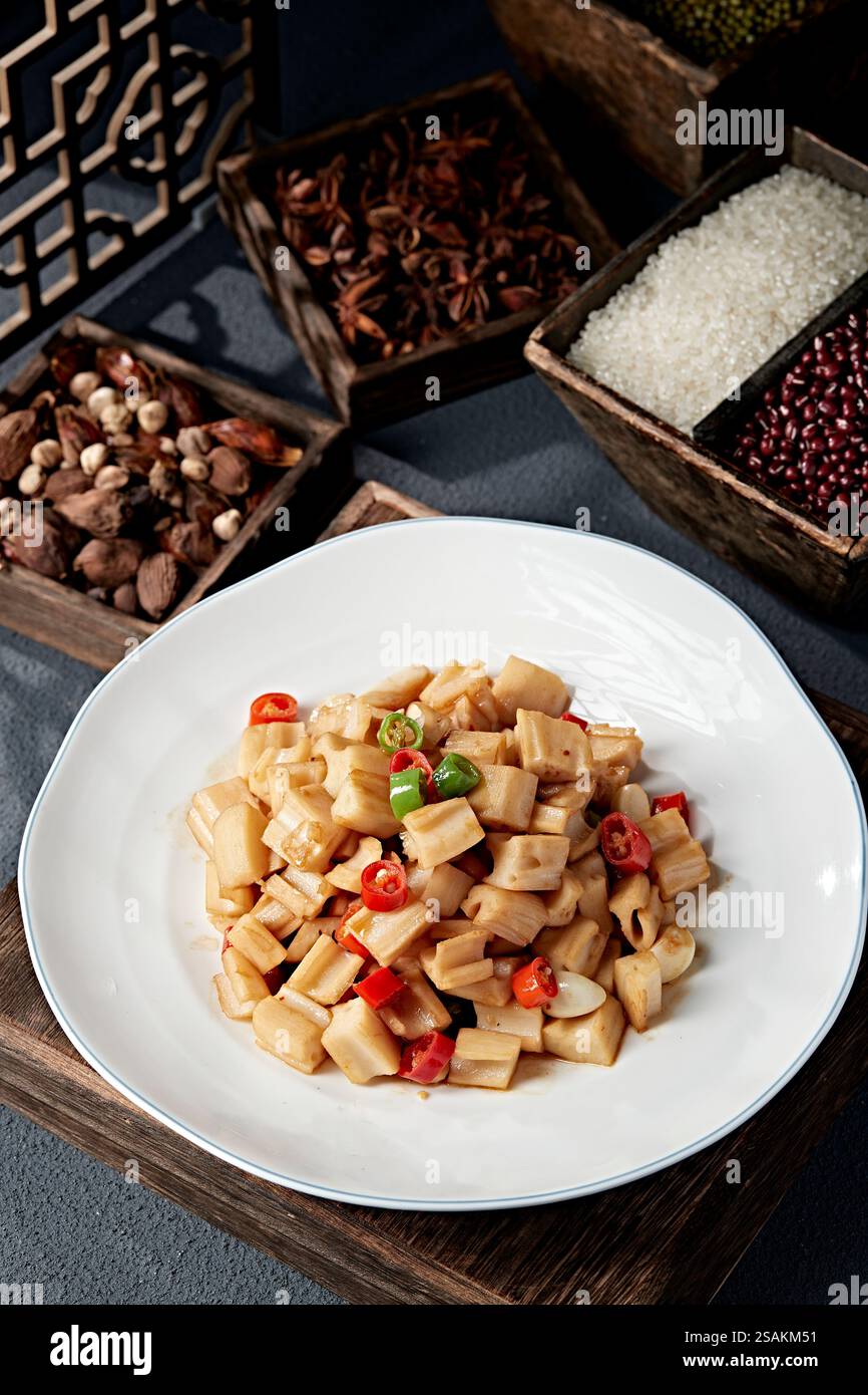 Stir-Fried Bamboo Shoots with Chili – Chinese Cuisine Stock Photo - Alamy