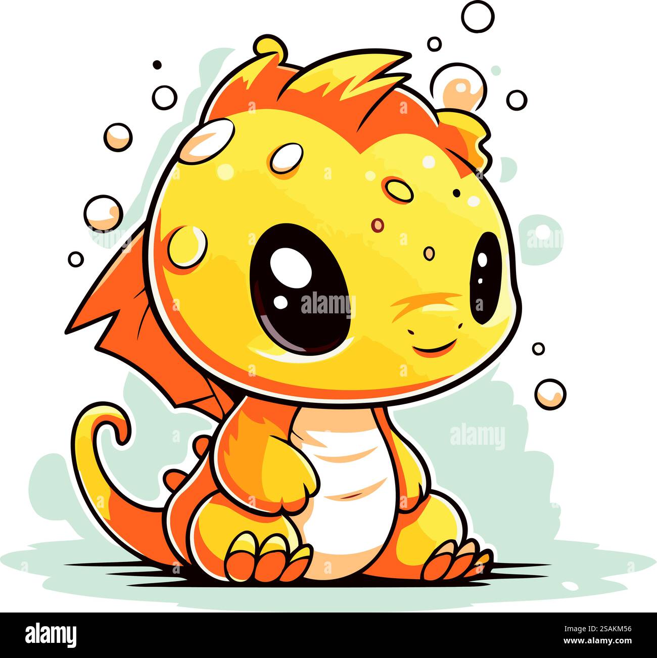Cute cartoon lizard sitting on a white background. Vector illustration ...