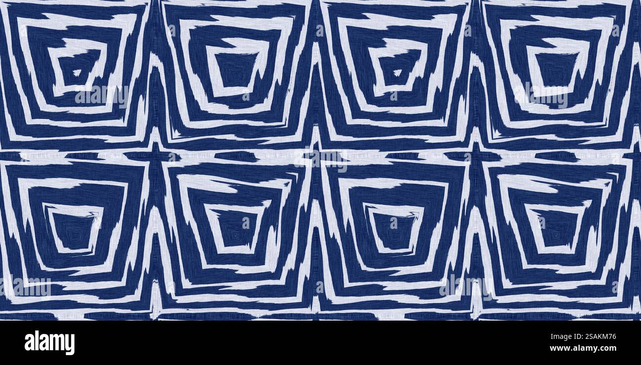 Geometric indigo shape seamless border. Irregular hand drawn batik ...