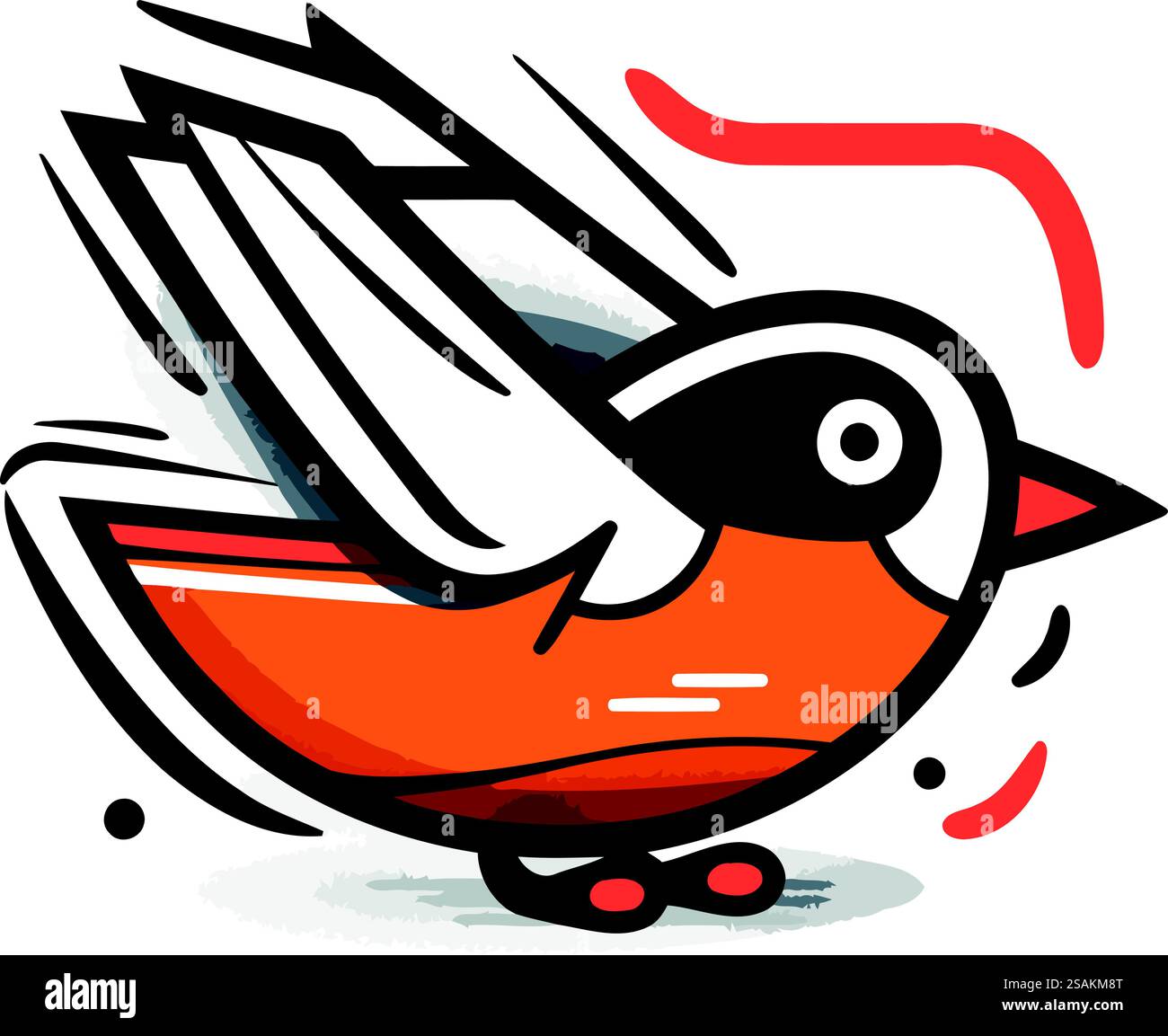 Cartoon illustration of a cute little bird. Vector clip art Stock ...