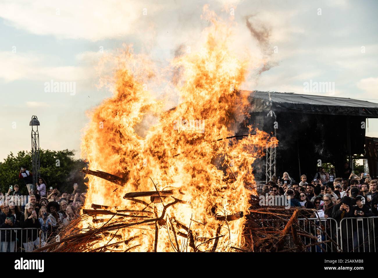 June 23, 2024, Copenhagen, Denmark: General view of the burning fire ...