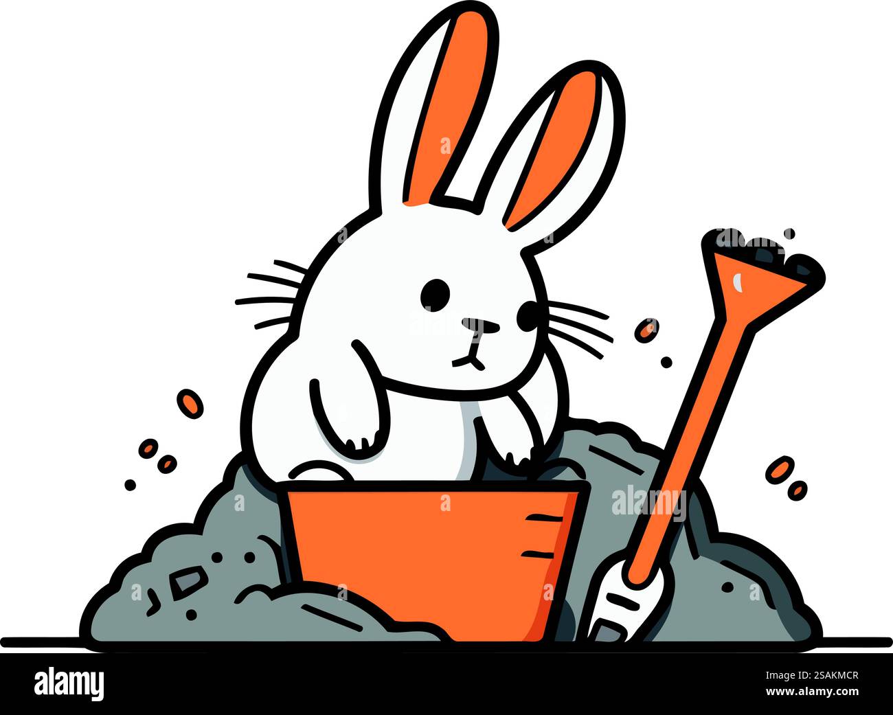 Rabbit with bucket and shovel. Vector illustration in cartoon style ...