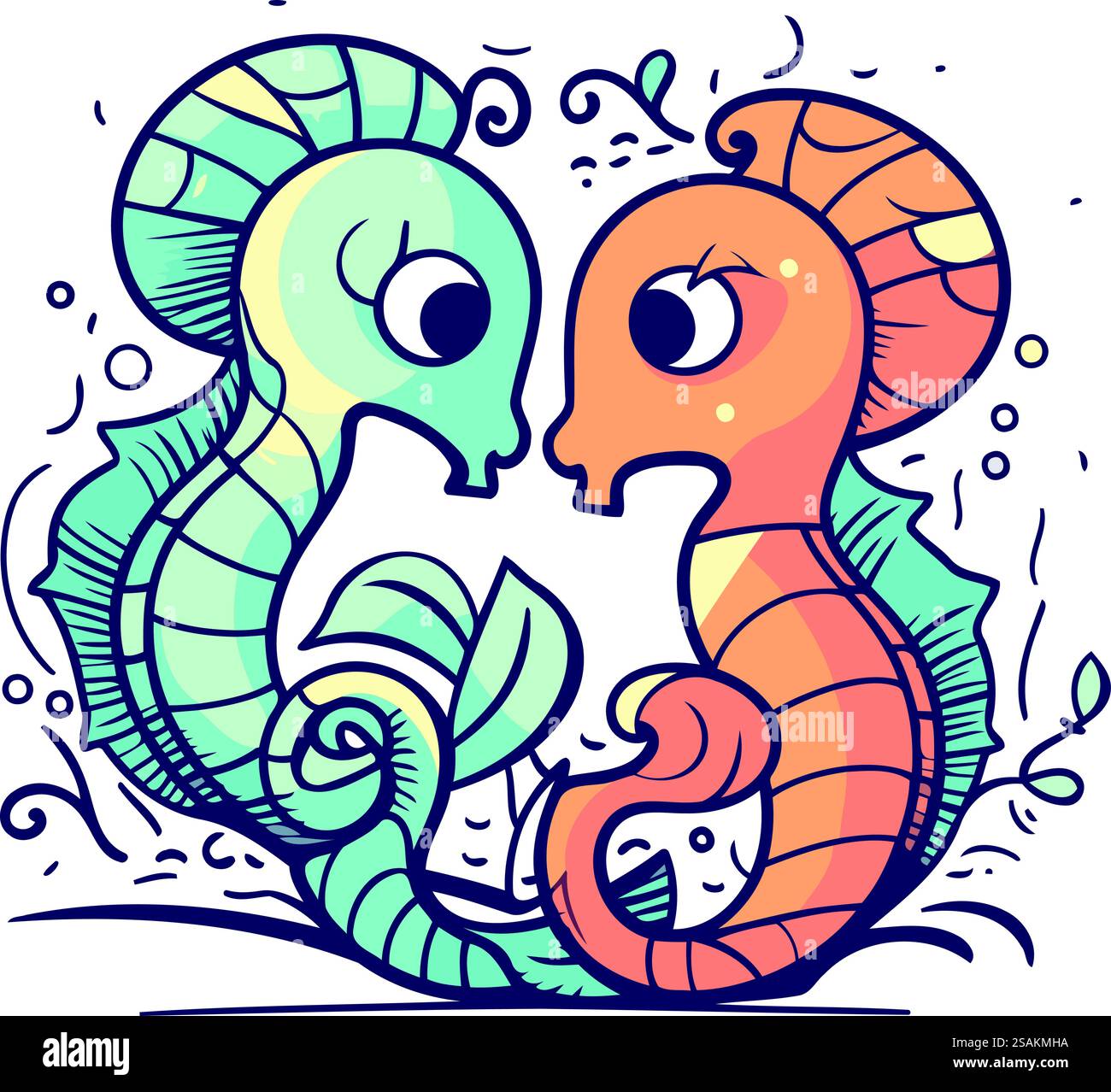 Cute cartoon seahorse. Vector illustration for your design Stock Vector ...