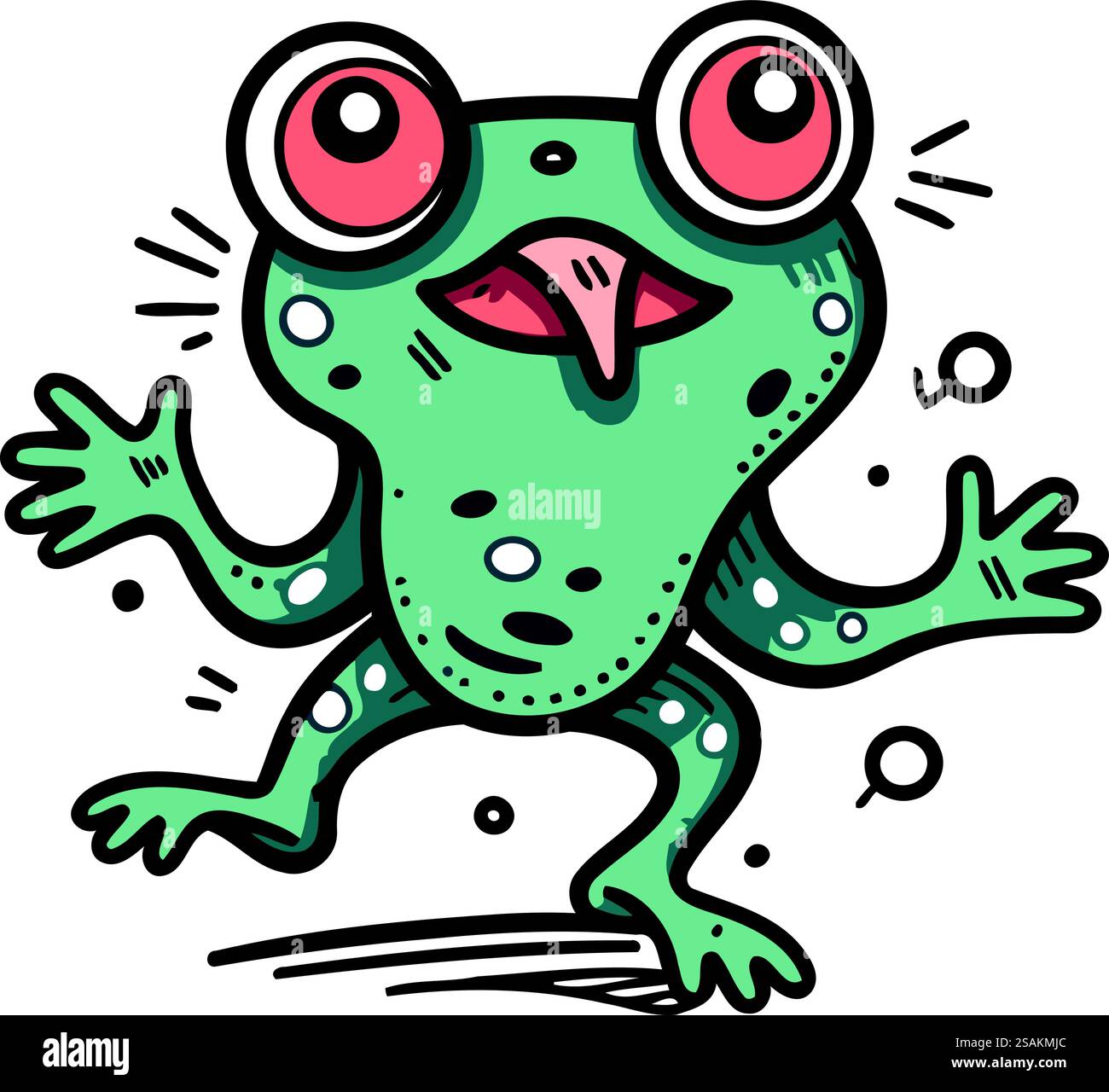 Funny cartoon frog. Vector illustration in doodle style Stock Vector ...