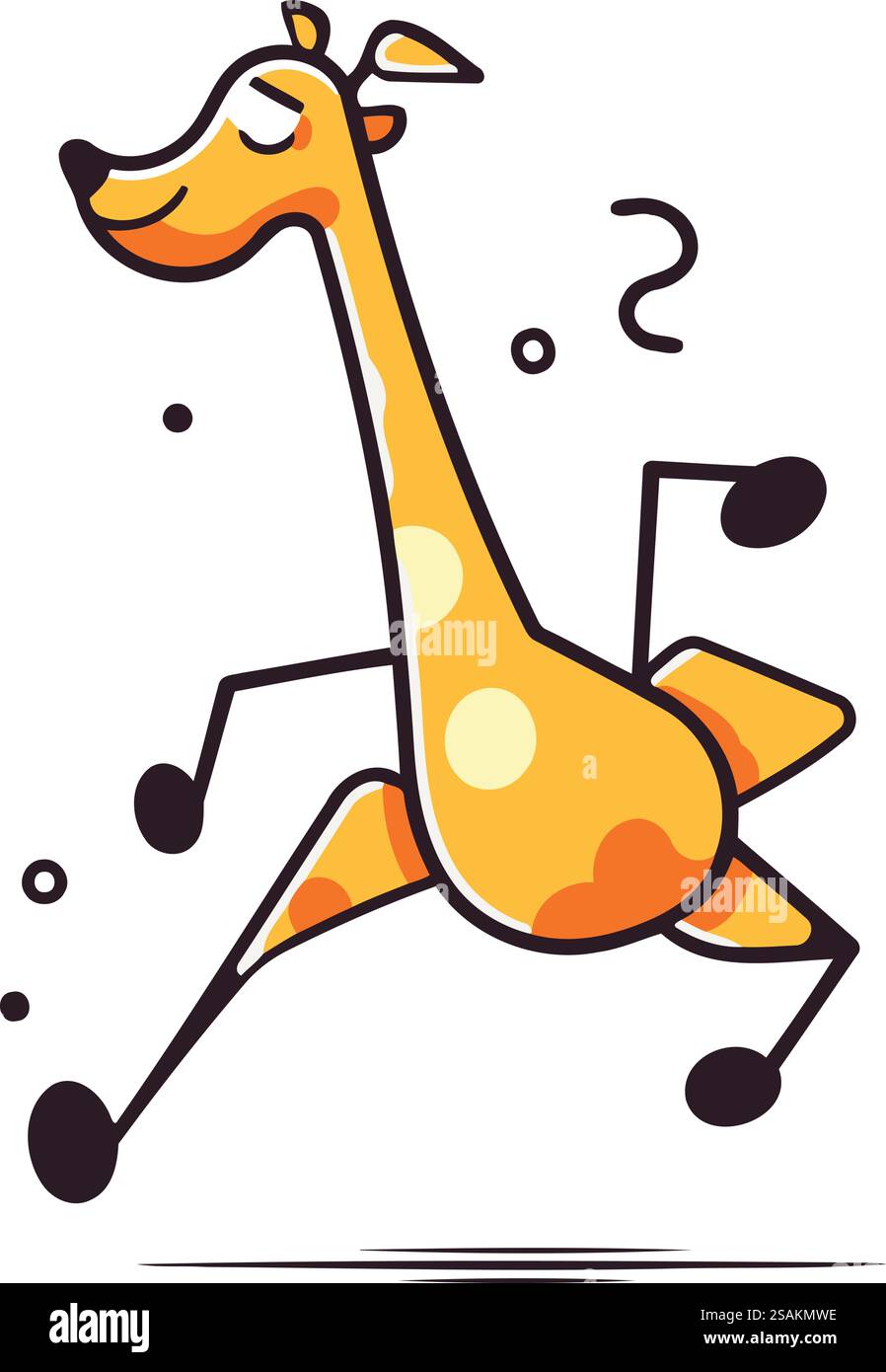 Giraffe jumping on white background. Flat style vector illustration ...